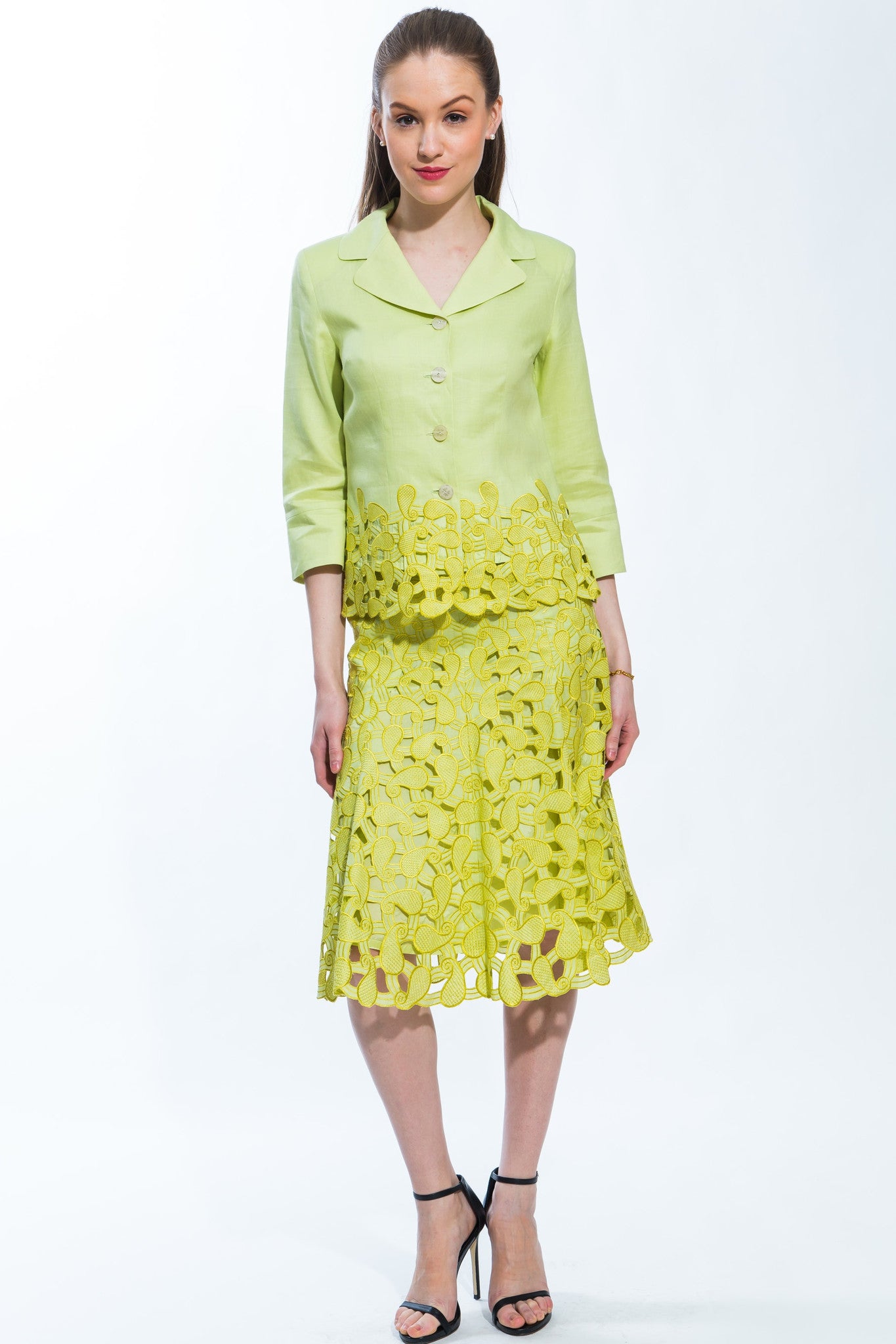 2 Piece Jacket and Skirt Paisley Suit (Citrus) Style 1789S – JSong Way