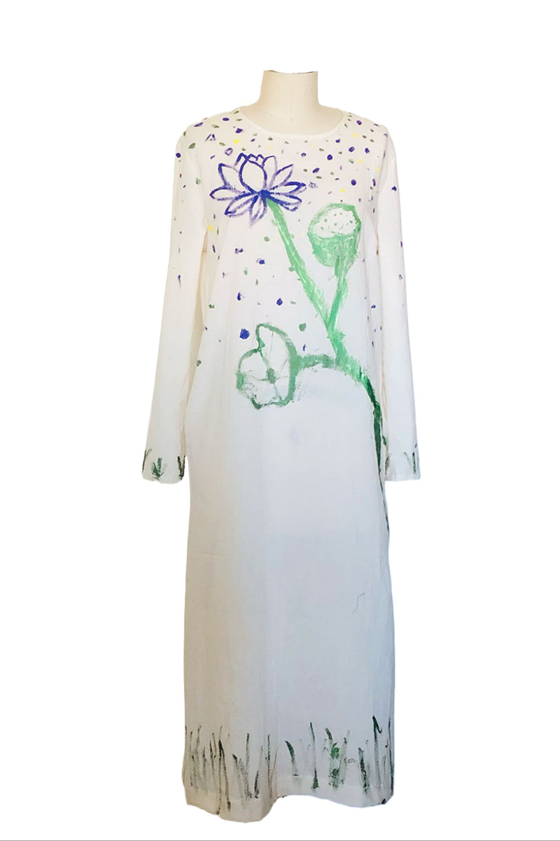 Hand Painted Muslin Dress - Style # 102W – JSong Way